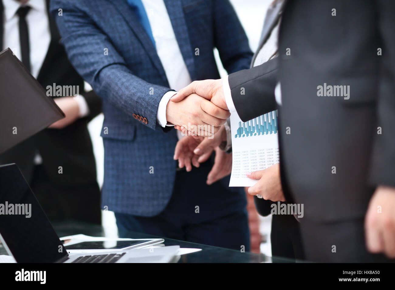 Close up view of business partnership handshake concept.Photo of two ...