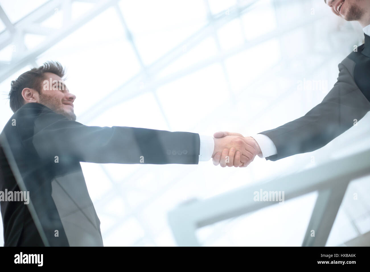 Close up view of business partnership handshake concept.Photo of two ...