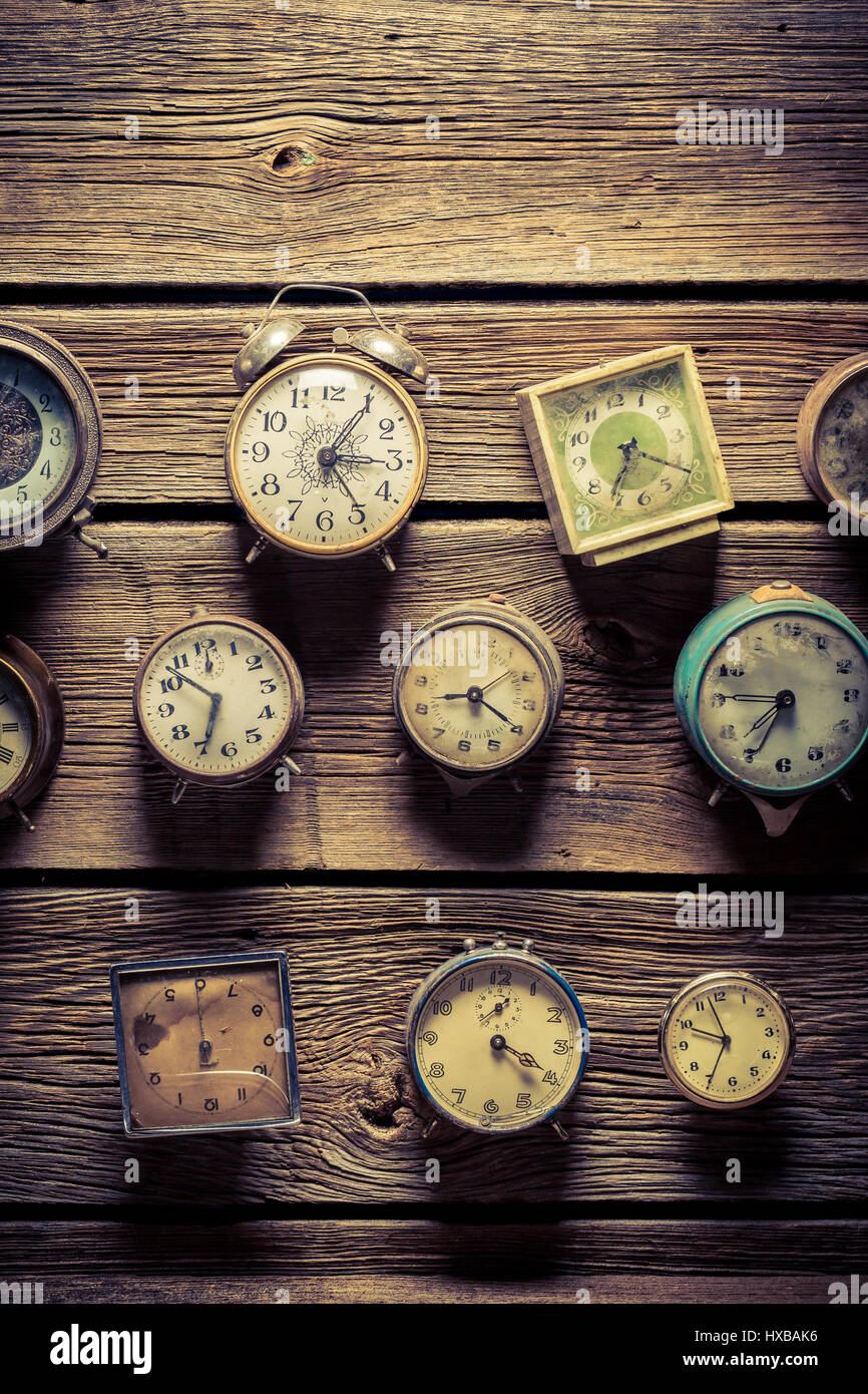 Old wall with clocks Stock Photo - Alamy