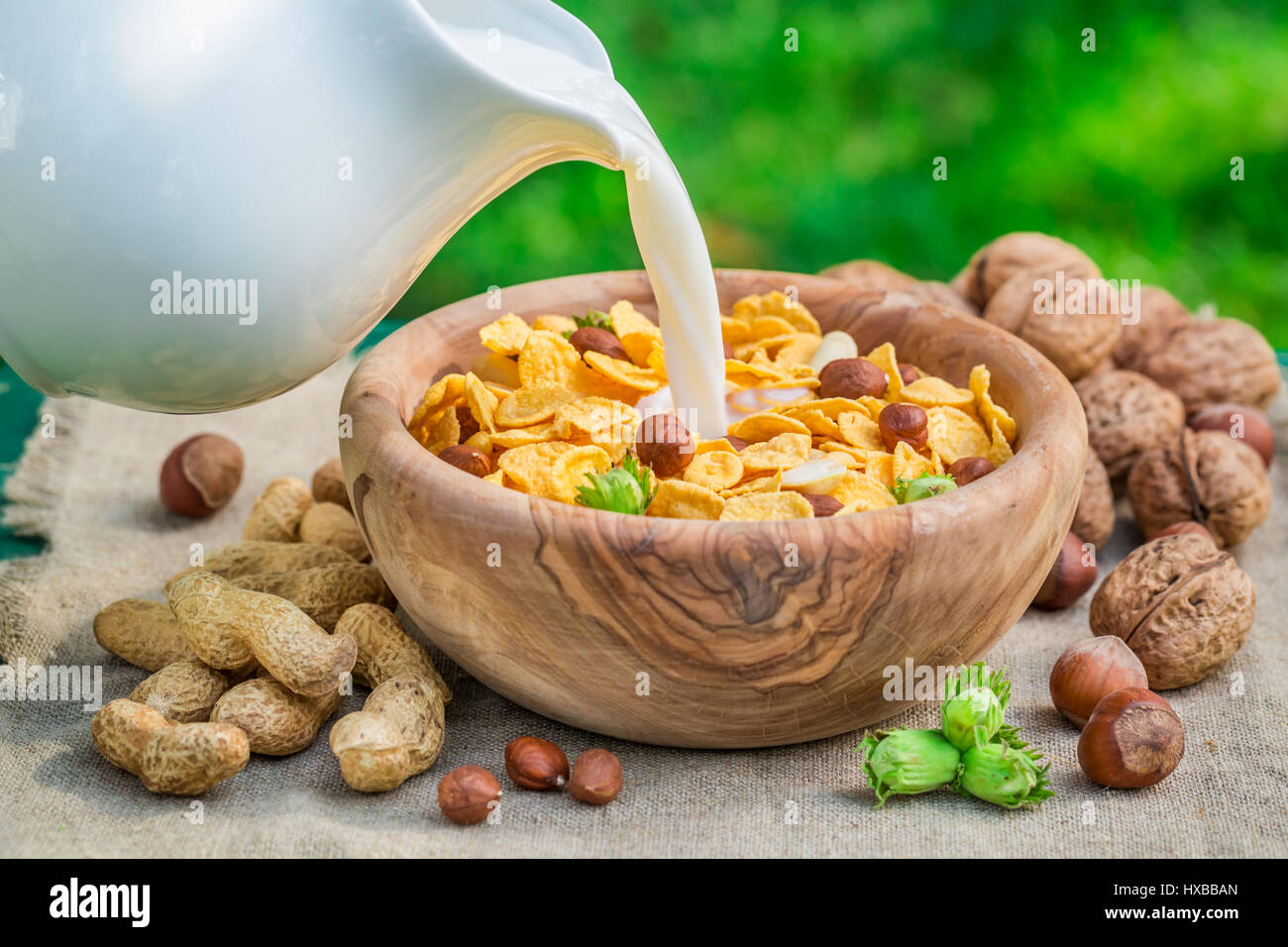Healthy cornflakes for breakfast Stock Photo - Alamy