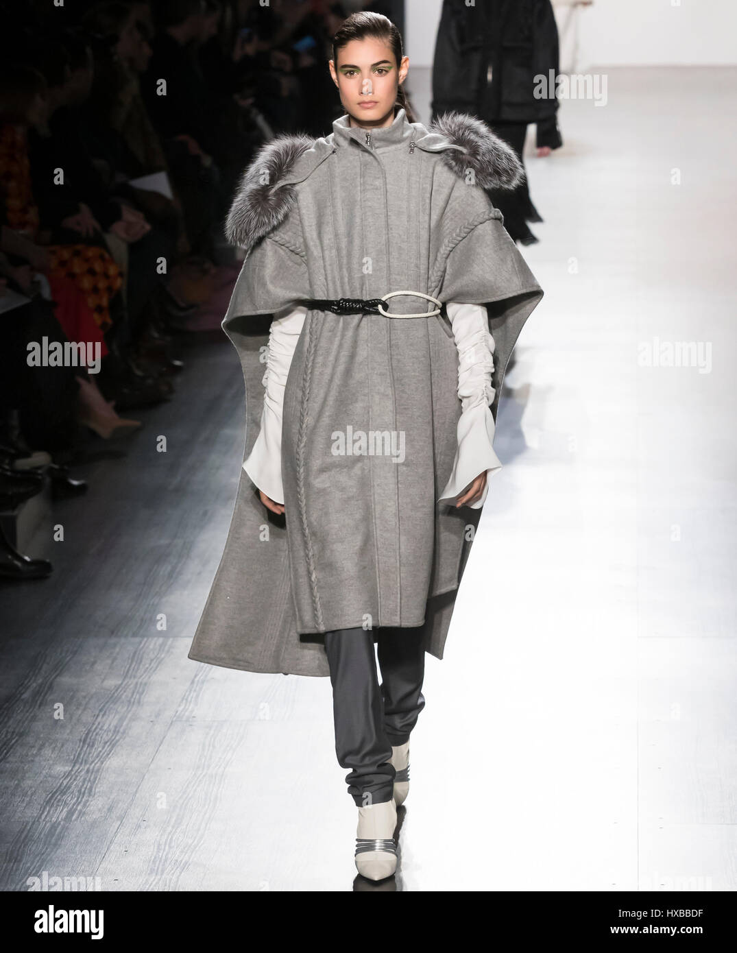 NEW YORK, NY - FEBRUARY 12, 2017: Cameron Traiber walks the runway at ...