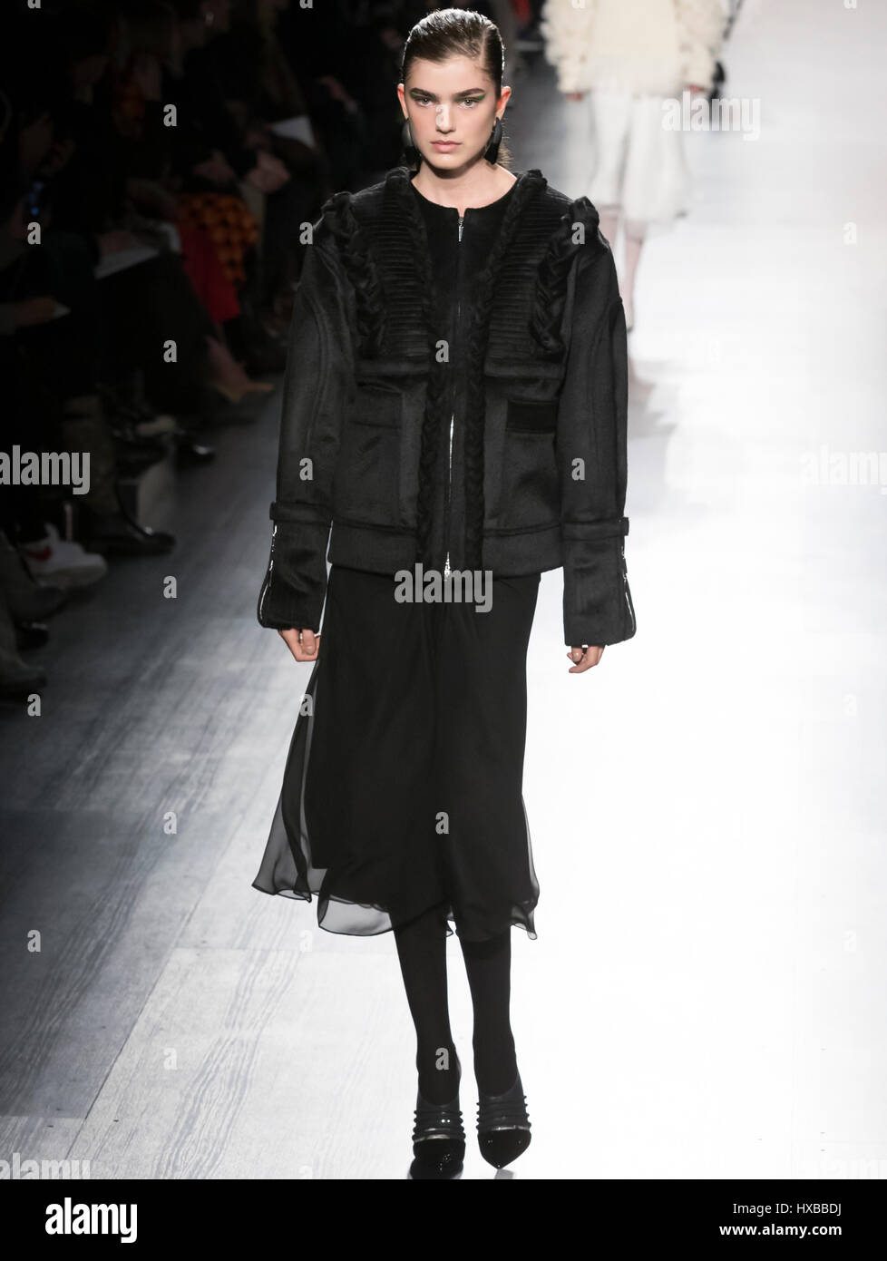 NEW YORK, NY - FEBRUARY 12, 2017: Skylar Tartz walks the runway at the ...