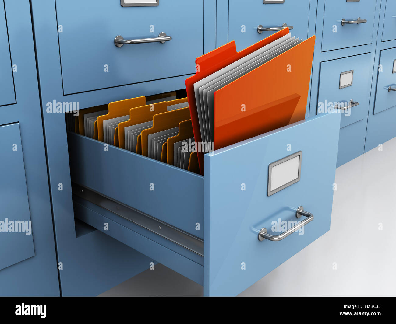 3d illustration of finded folder in archive drawer Stock Photo - Alamy