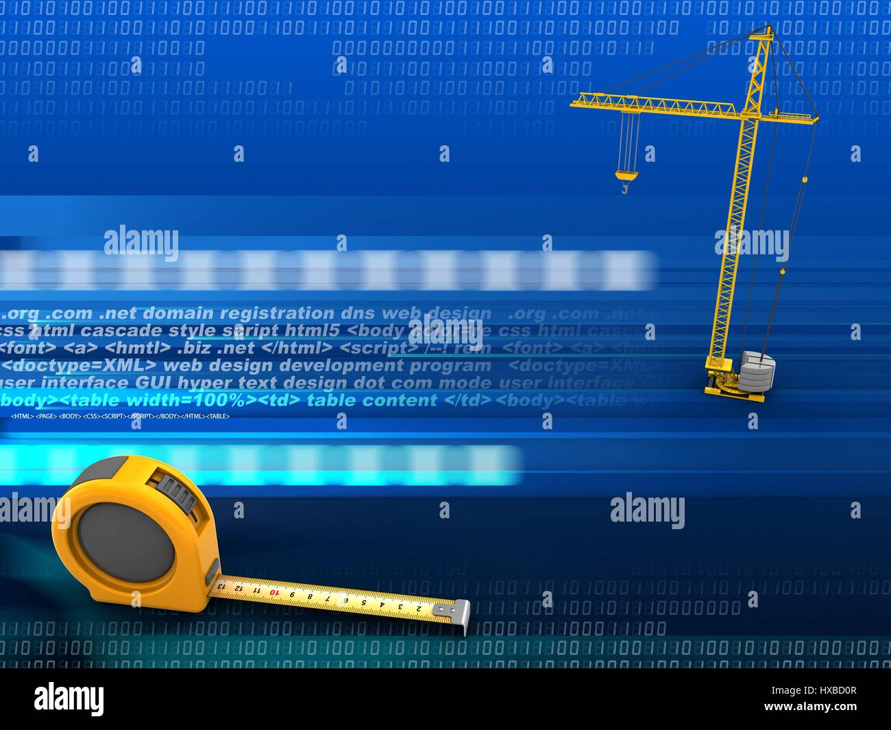 3d illustration of crane over binary code background Stock Photo - Alamy