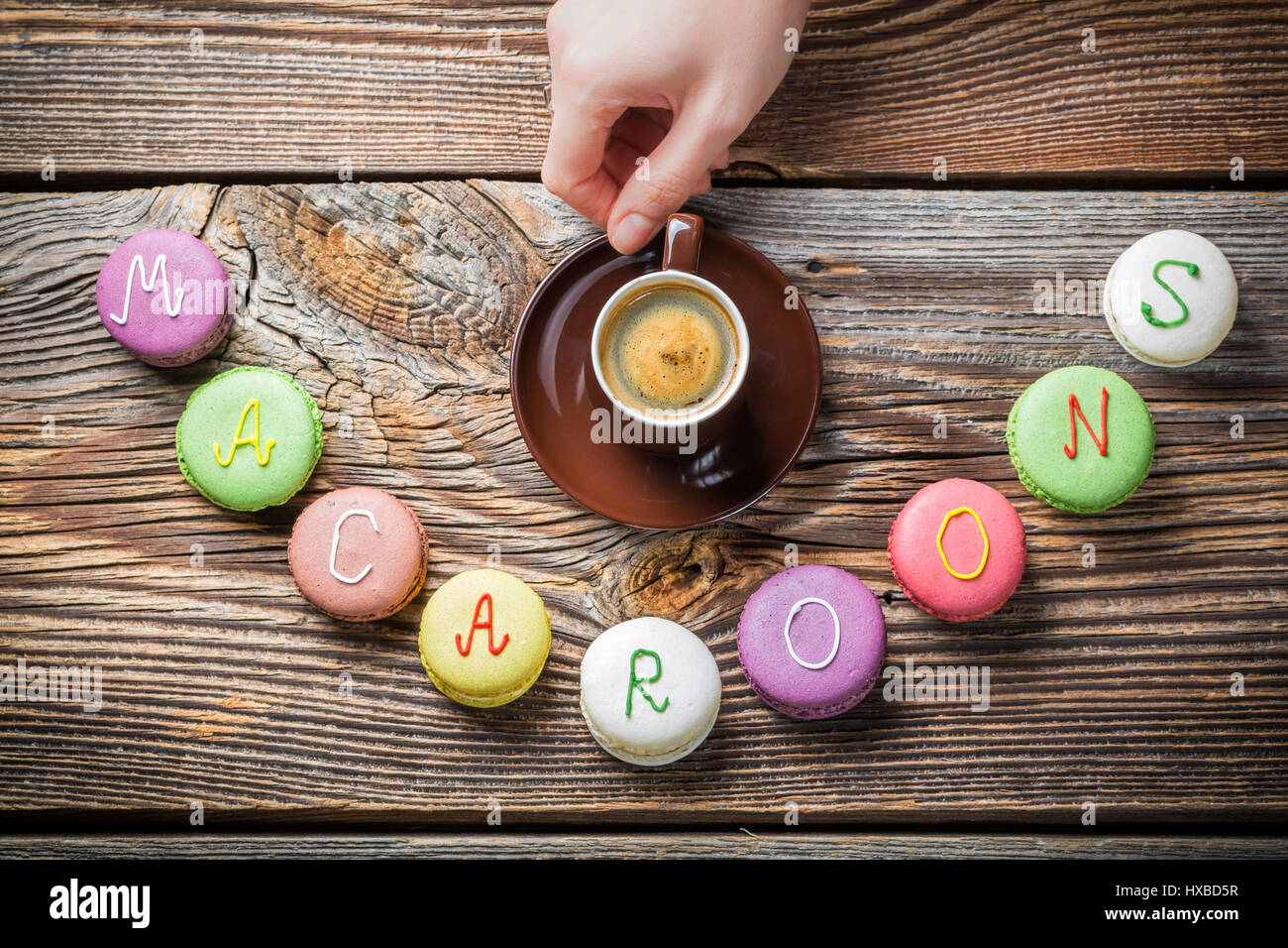 Word of macaroons and coffee Stock Photo - Alamy