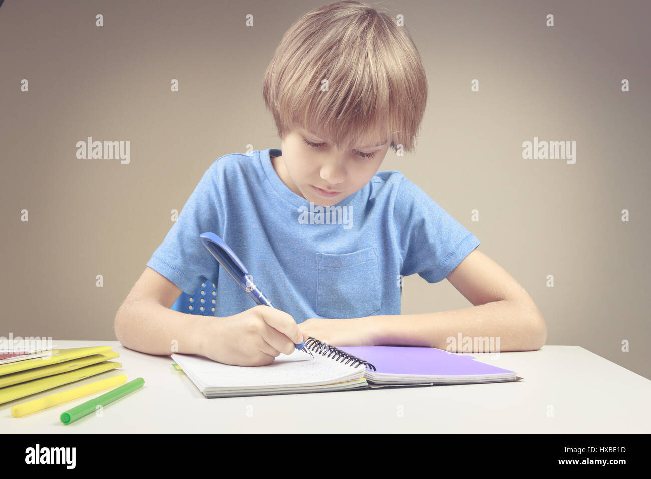 Boy Writing Education Concept High Resolution Stock Photography and ...