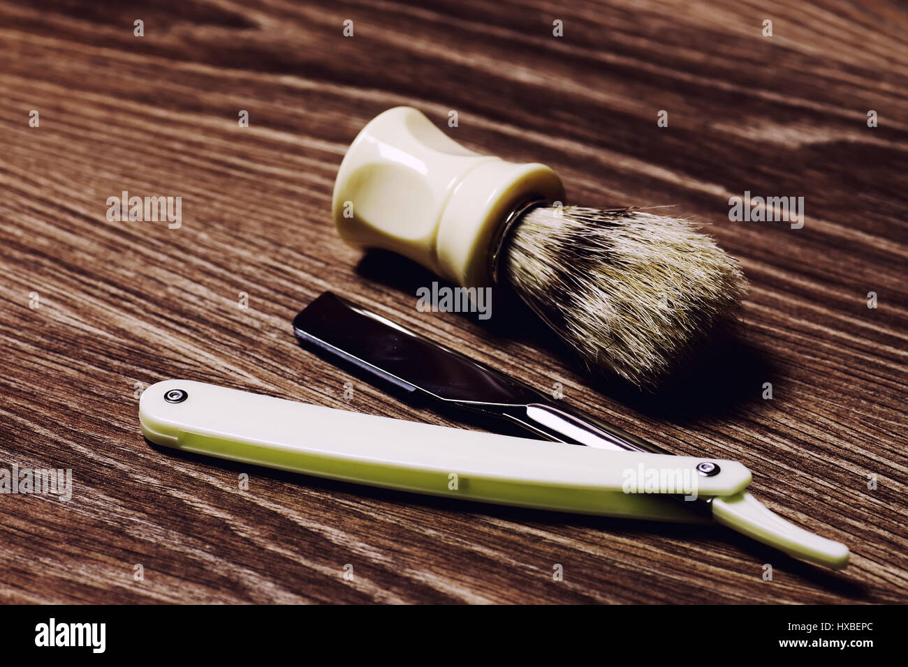 razor sharp soap brush retro Stock Photo - Alamy