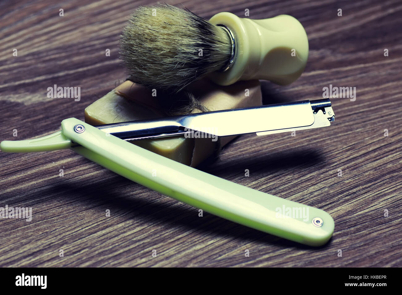 razor sharp soap brush Stock Photo - Alamy