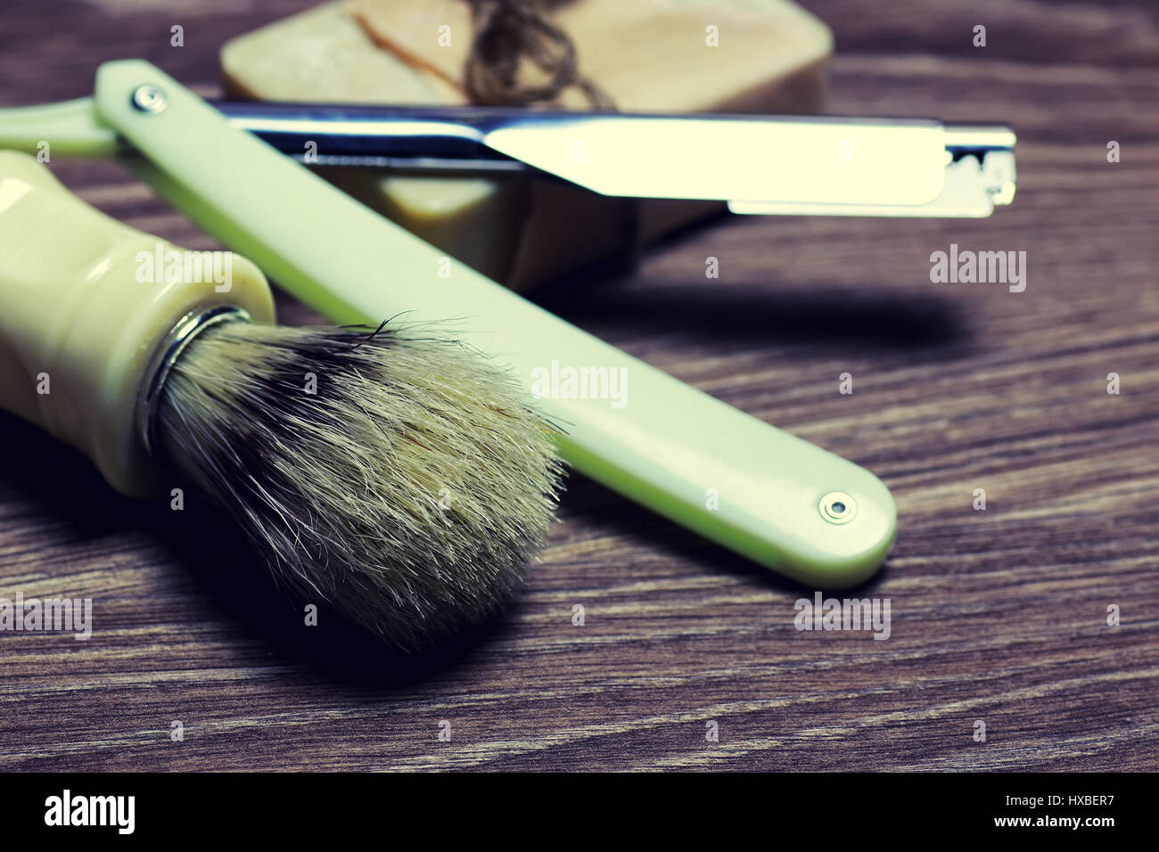 razor sharp soap brush Stock Photo - Alamy