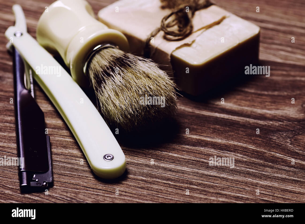 razor sharp soap brush retro Stock Photo - Alamy