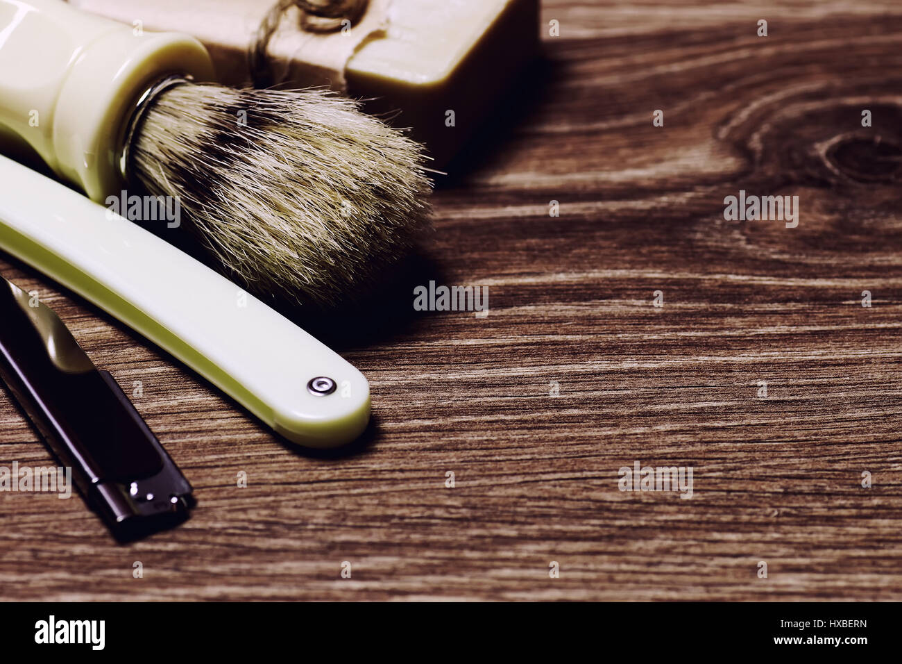 razor sharp soap brush retro Stock Photo - Alamy