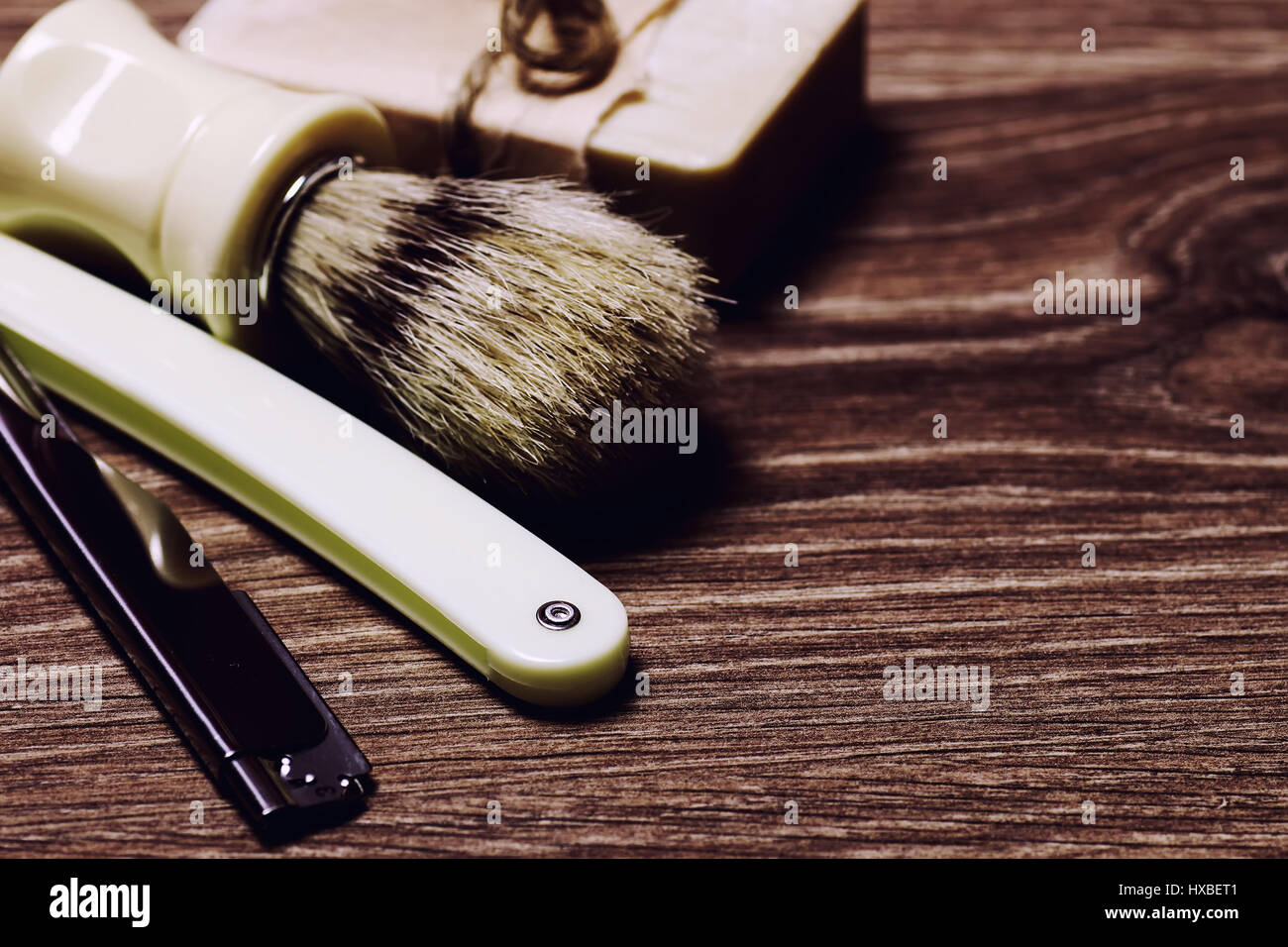 razor sharp soap brush retro Stock Photo - Alamy