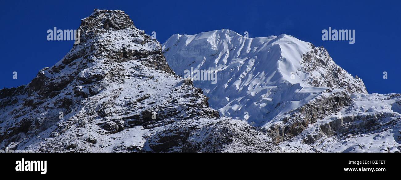 Glacier covered peak of mount Lobuche East. Mountain in the Mount ...