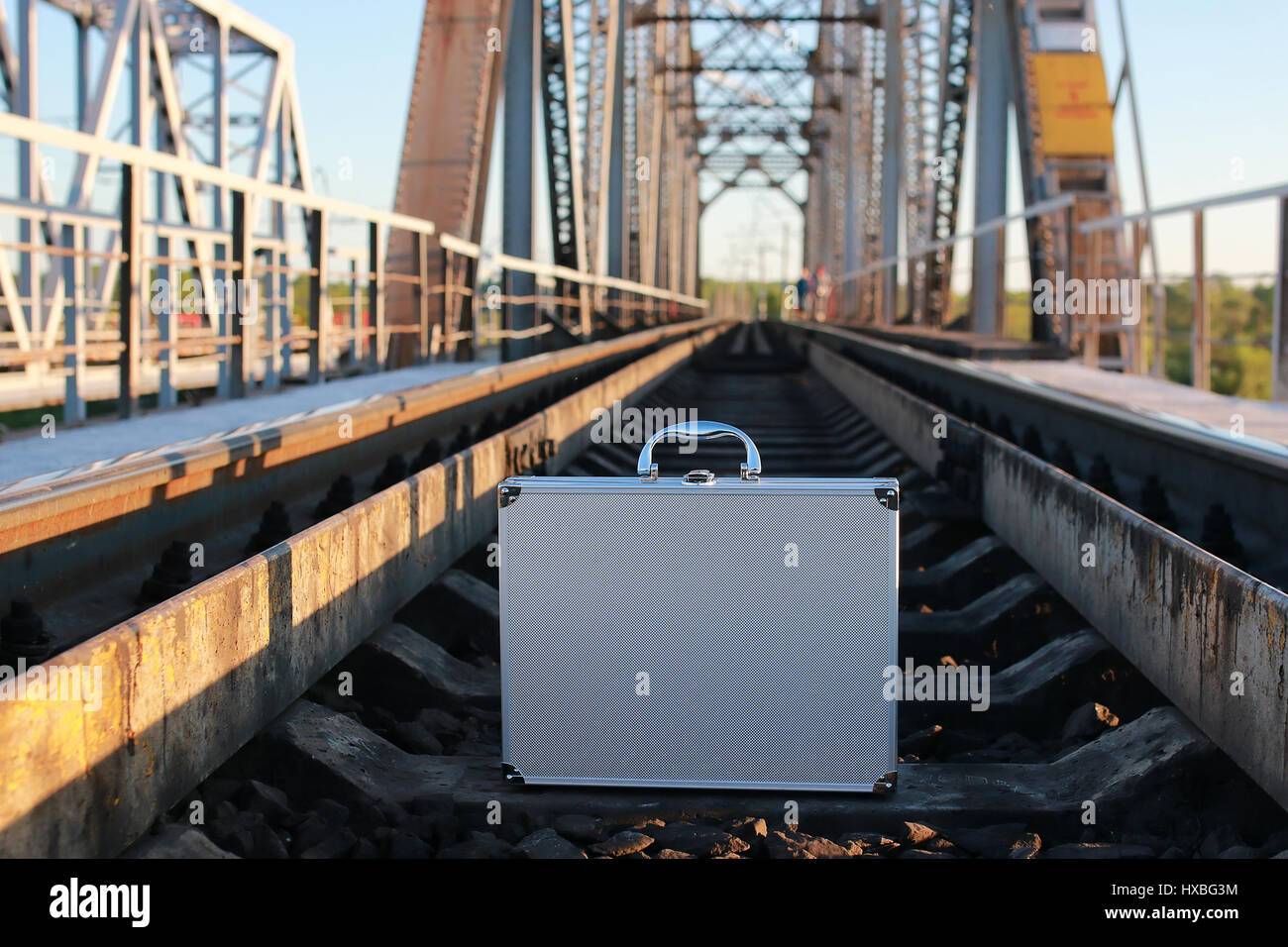 silver metal case with money transfer concept Stock Photo - Alamy
