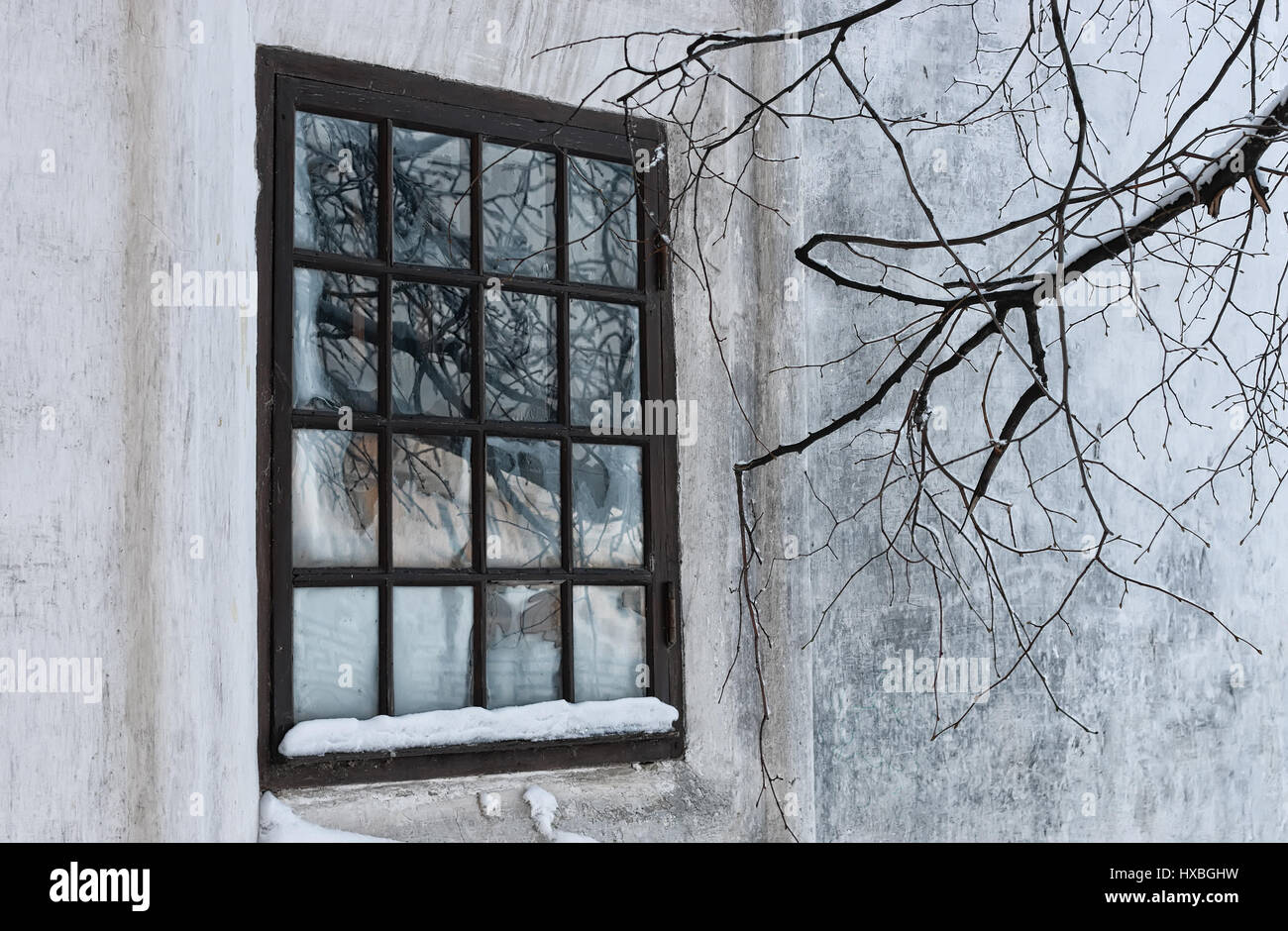 outdoor winter old retro window castle Stock Photo - Alamy