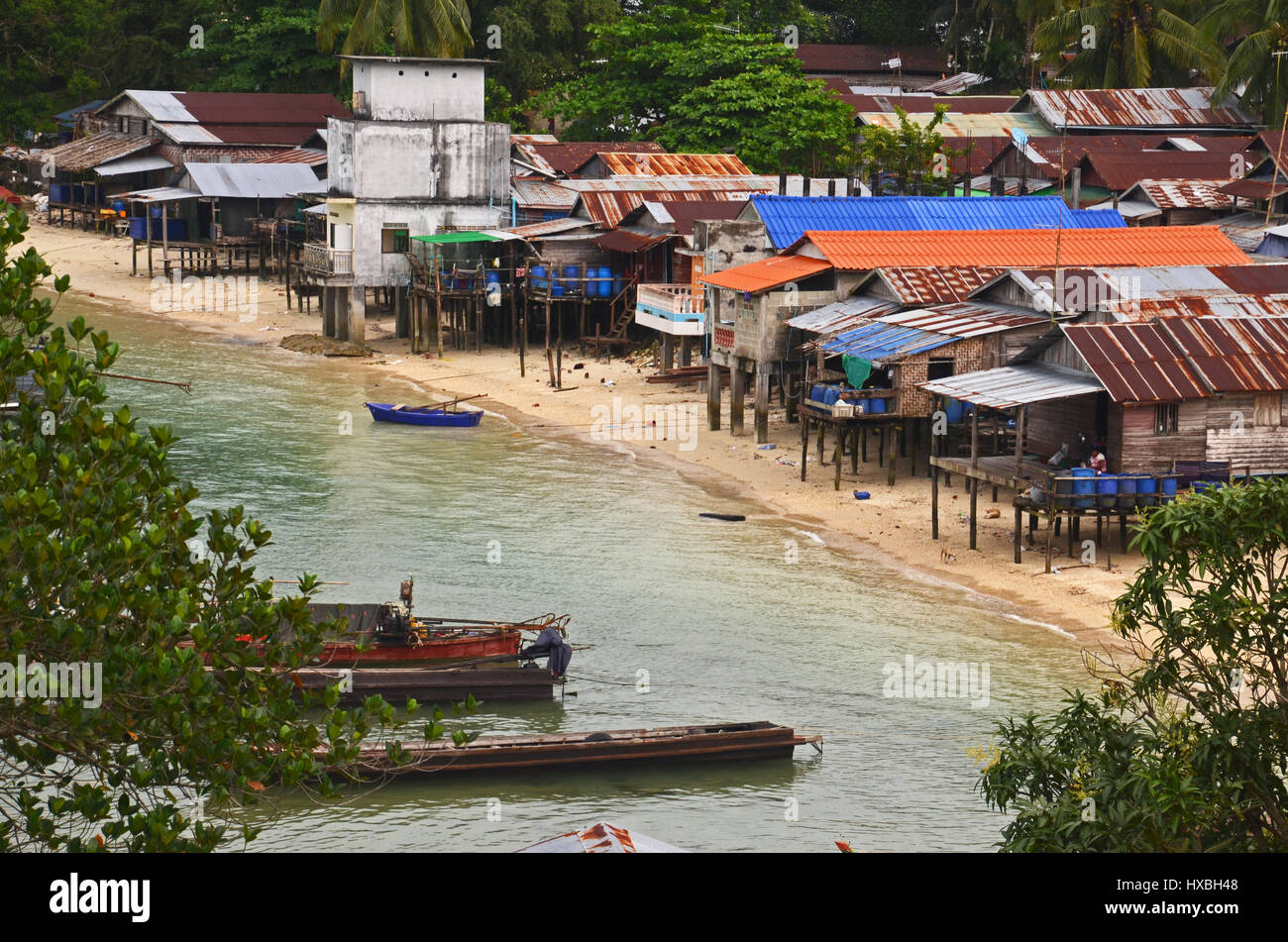 View down on the village of Makyone Galet, Lampi National Marine Park ...