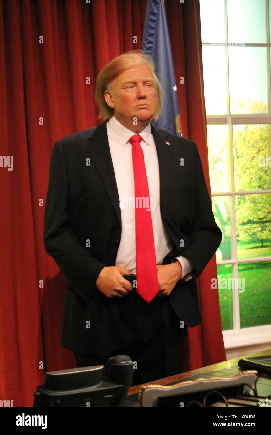 Donald Trump, London, United Kingdom - March 20, 2017: Donald Trump wax ...