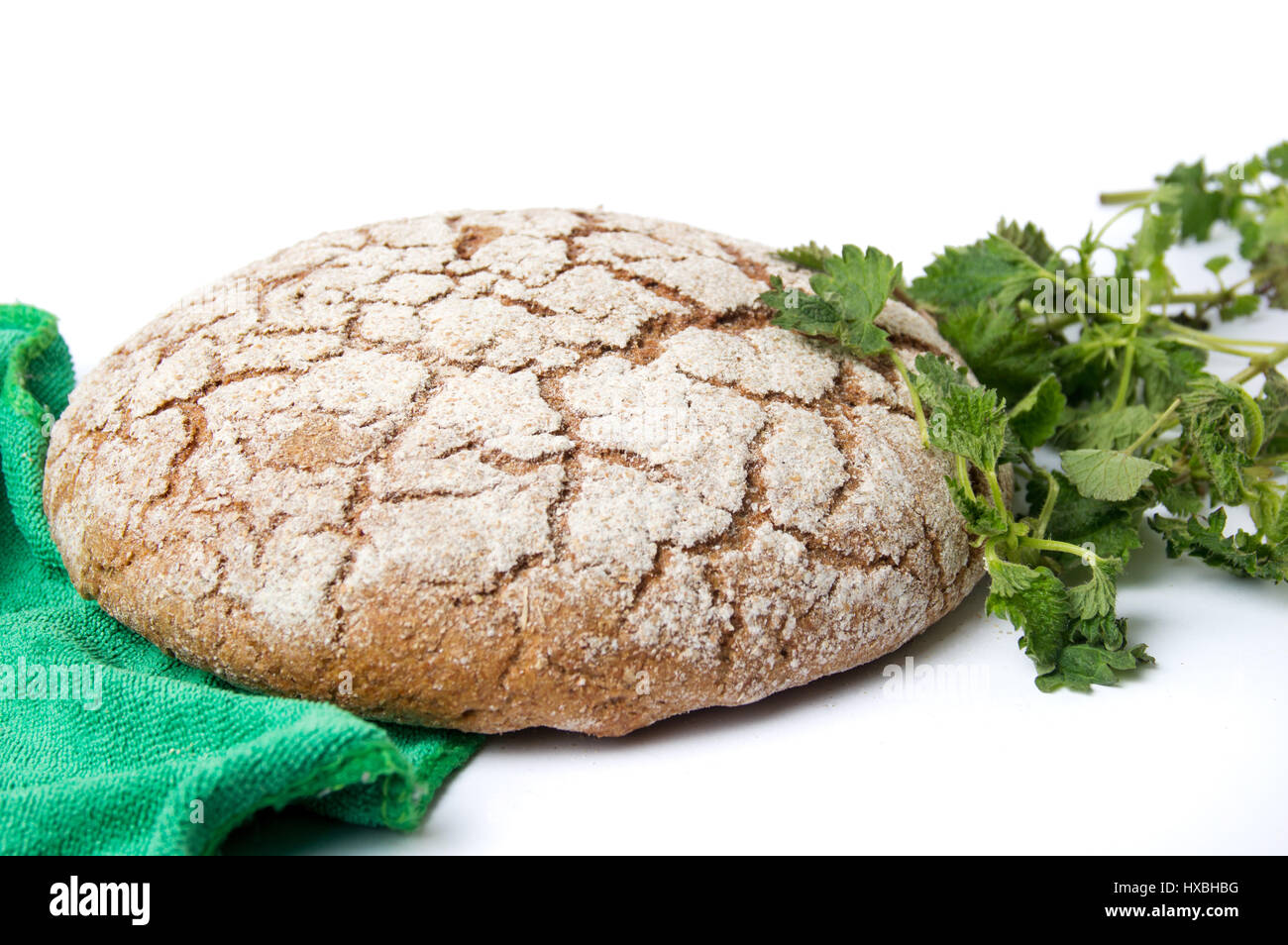 Rye bread loaf with stinging nettle leaves Stock Photo - Alamy