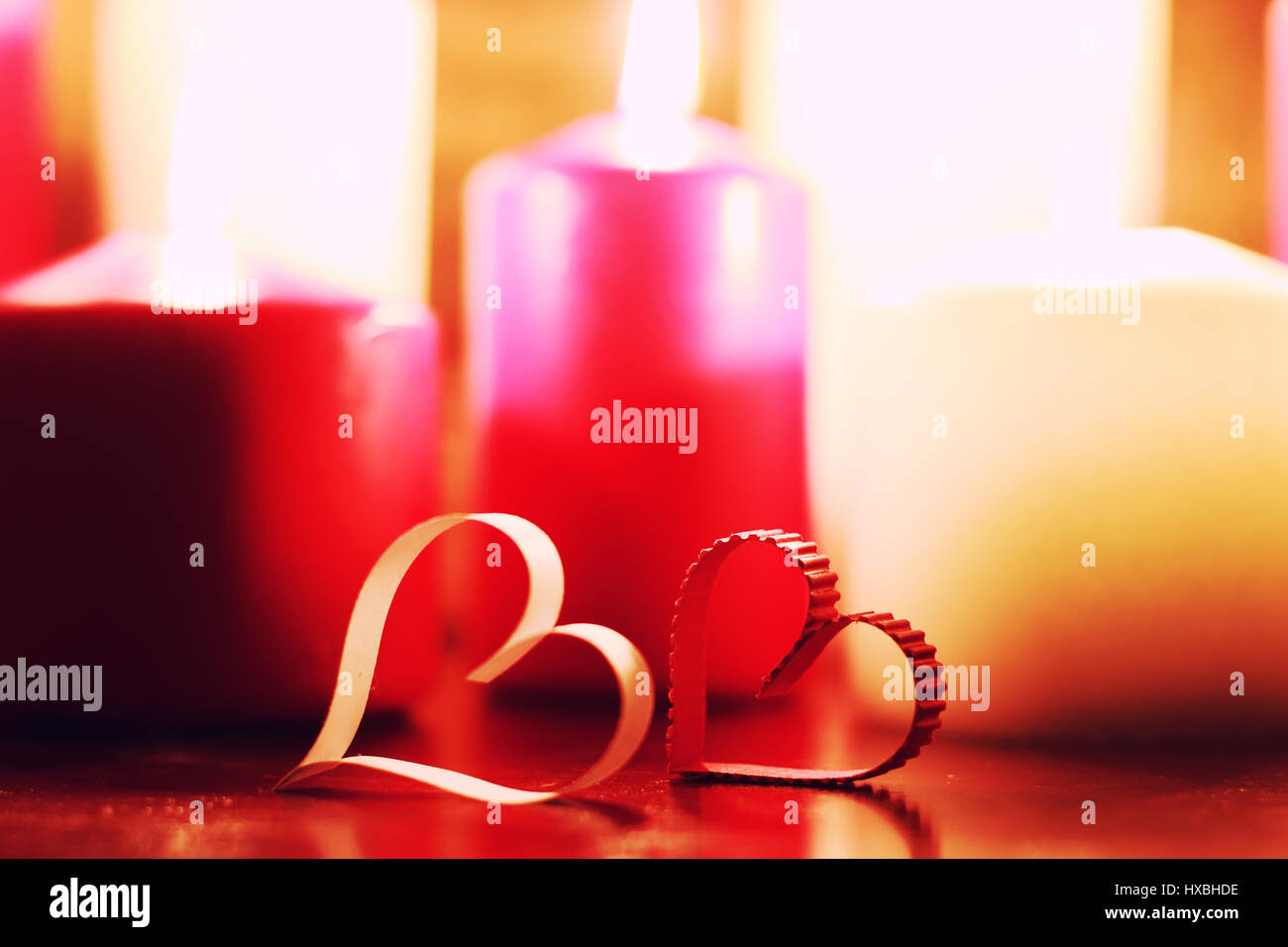 macro candle light with heart shape Stock Photo - Alamy