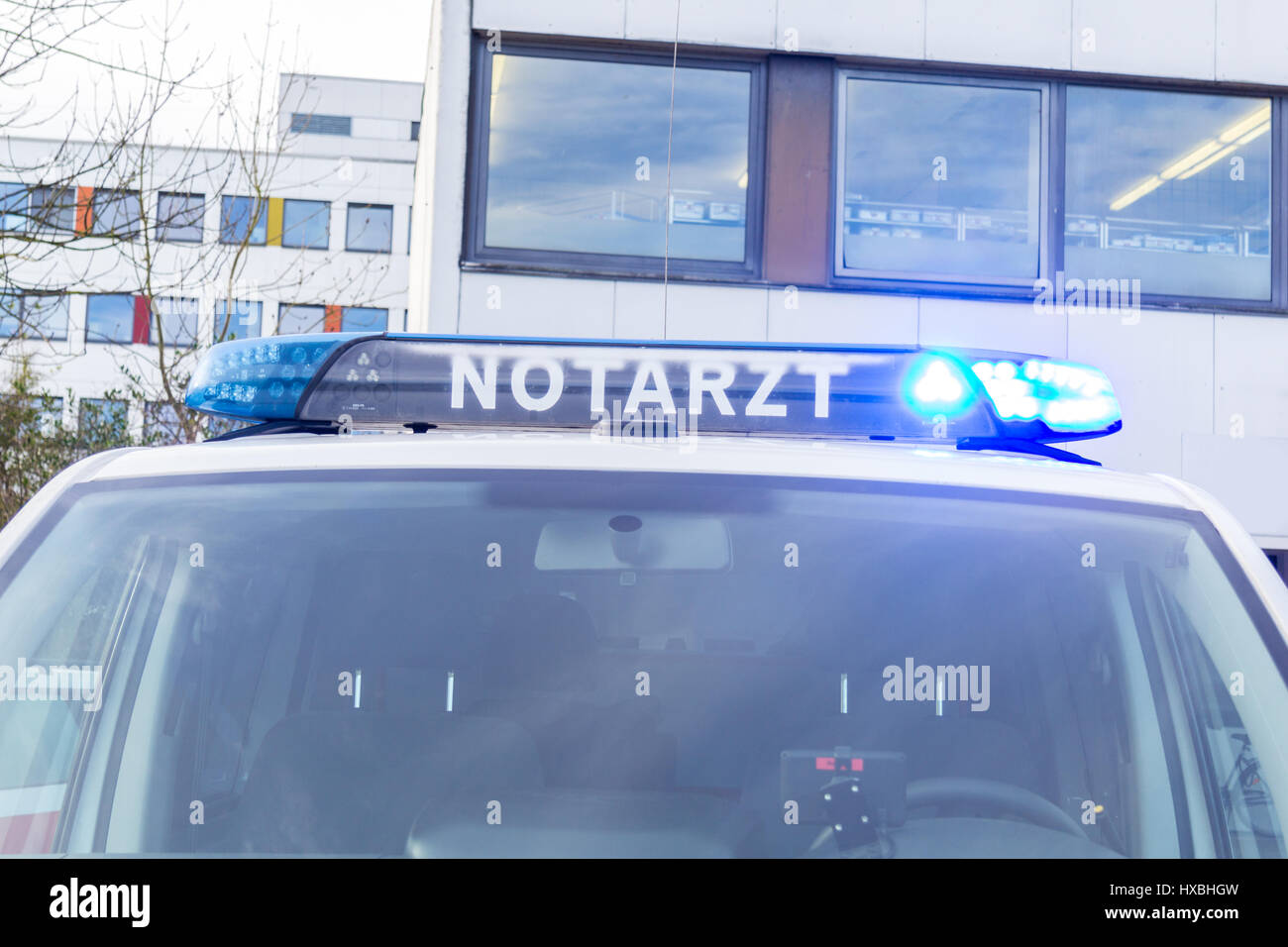 german emergency doctor ( notarzt ) car stands on a hospital Stock ...