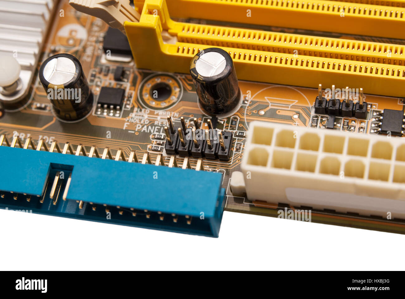 Electronics components on modern PC computer mainboard Stock Photo - Alamy