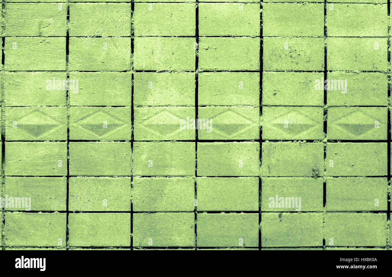 Old Tile Wall Texture Painted in Green for Background or Copy Space ...