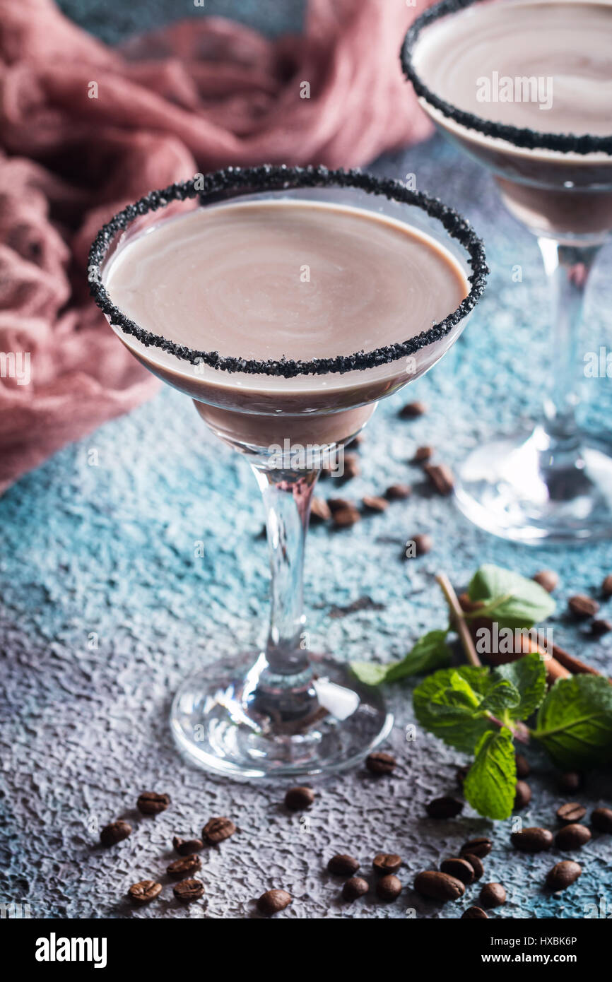 glasses of coffee cocktail Stock Photo - Alamy