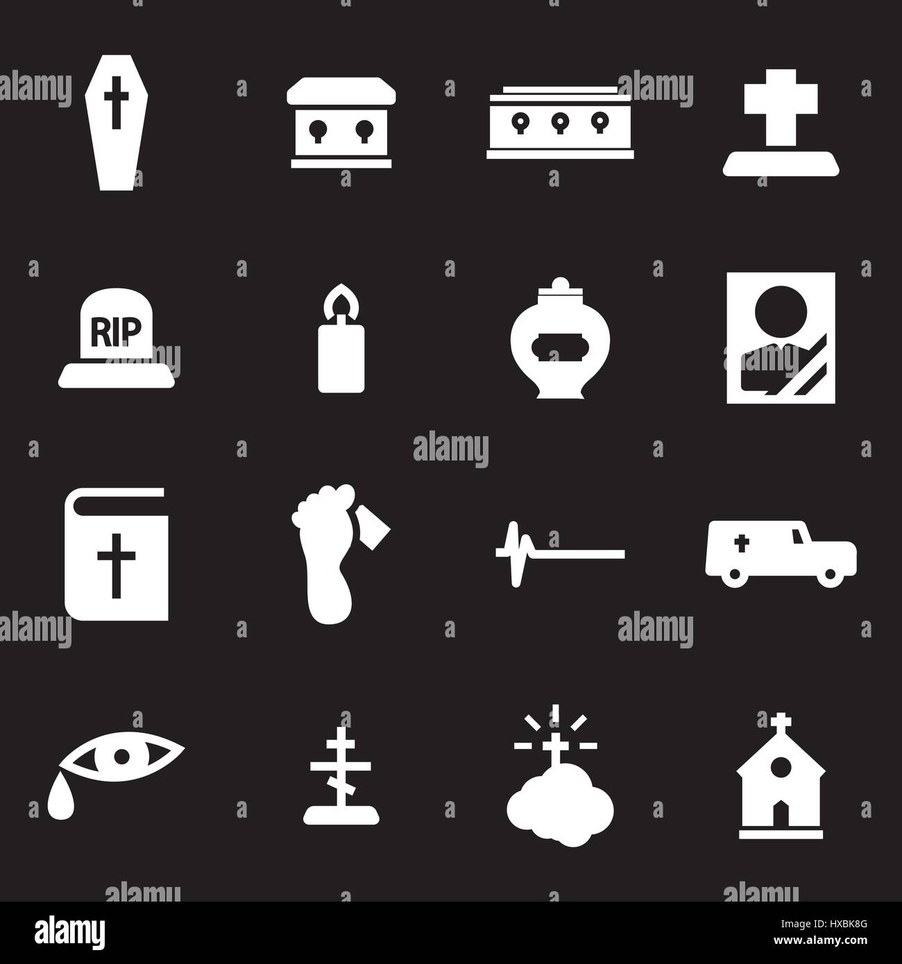 Vector white funeral icons set Stock Vector Image & Art - Alamy