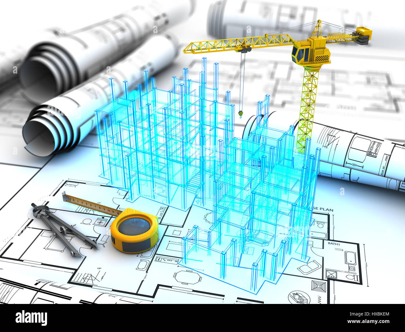 abstract 3d illustration of building design project Stock Photo - Alamy
