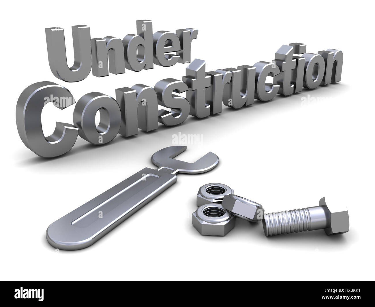 3d illustration of steel text 'under construction' with wrench Stock ...