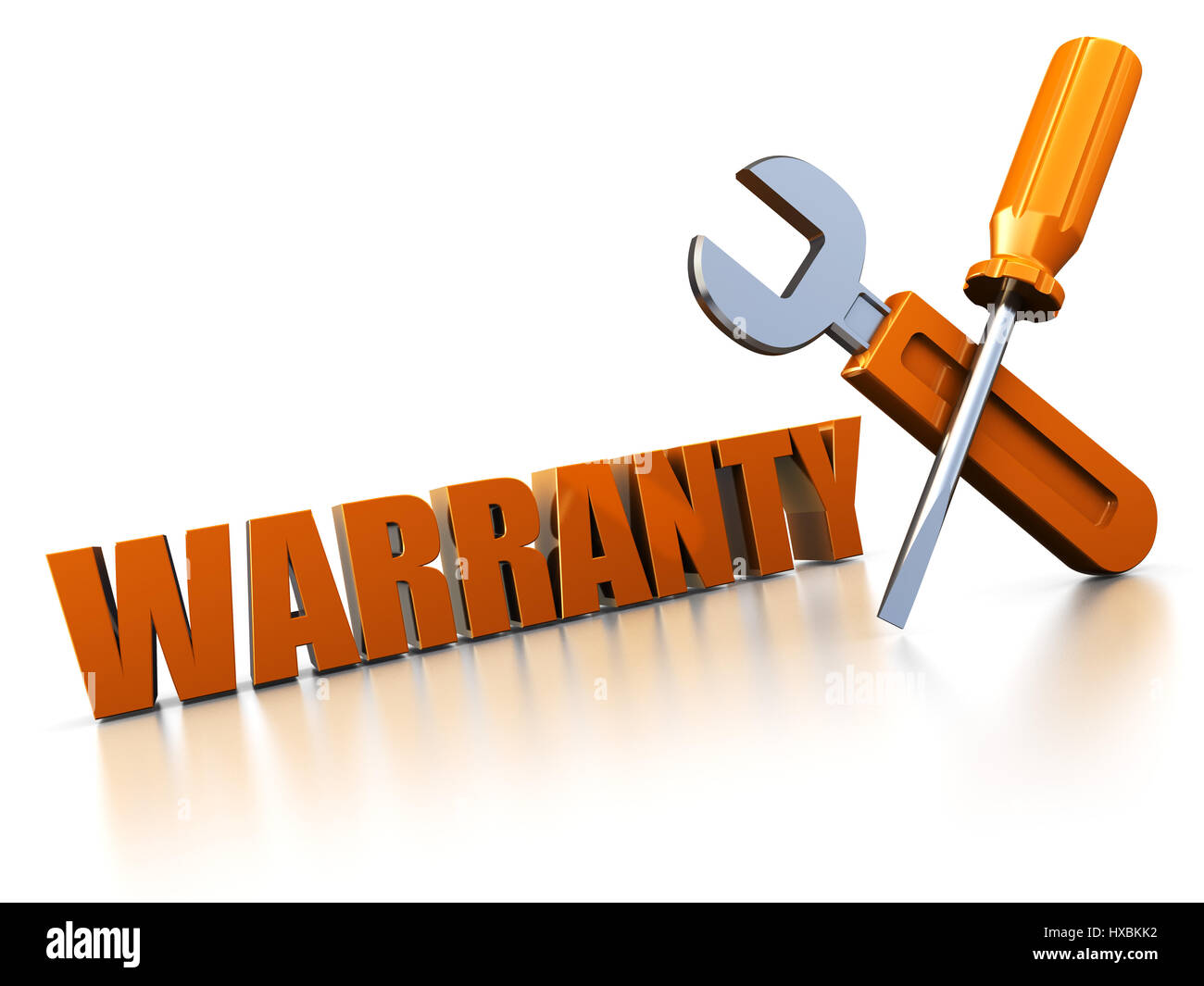 3d illustration of warranty sign with wrench and screwdriver Stock ...