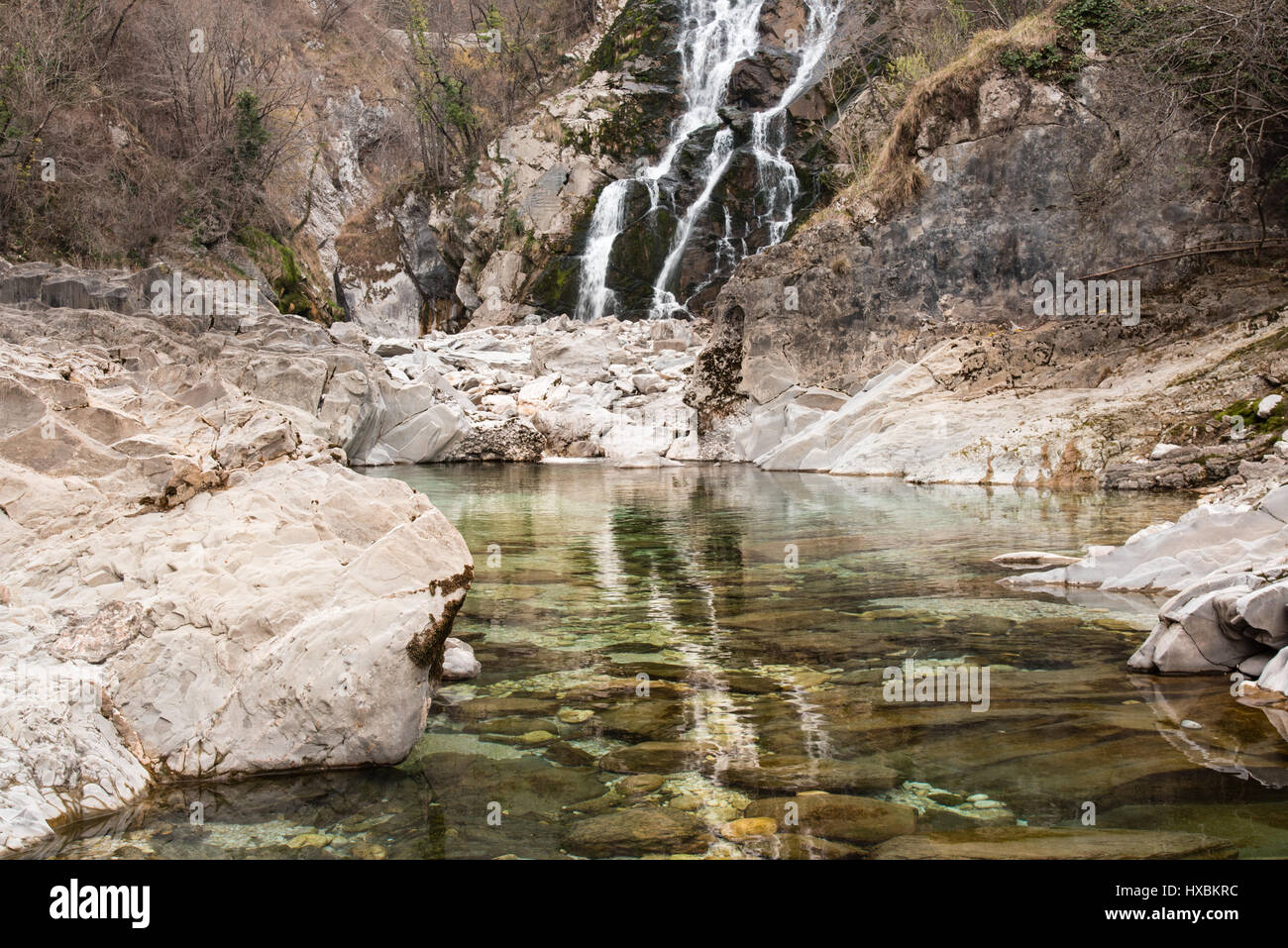 Emerald water and waterfalls Stock Photo - Alamy