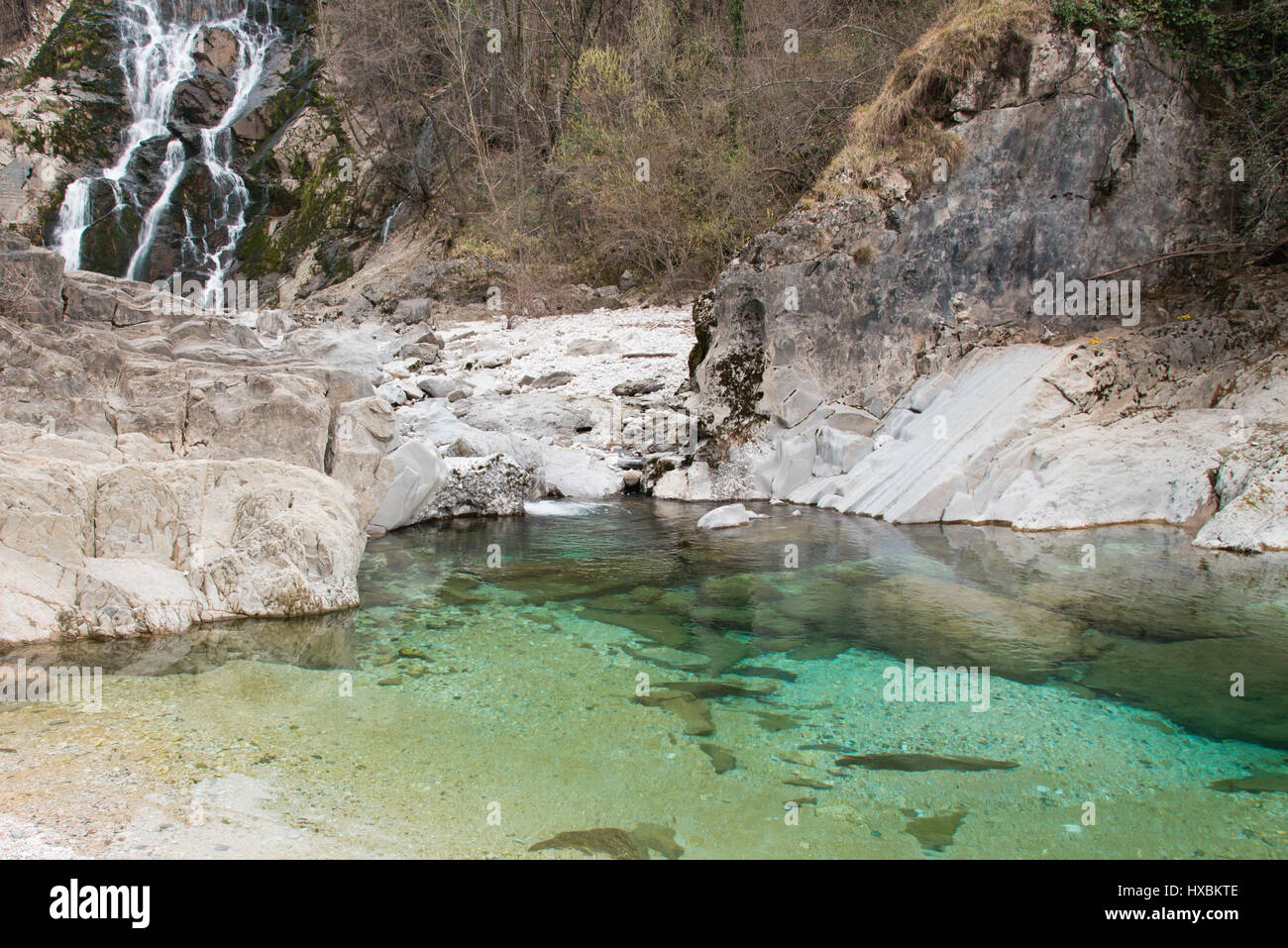 Emerald water and waterfalls Stock Photo - Alamy