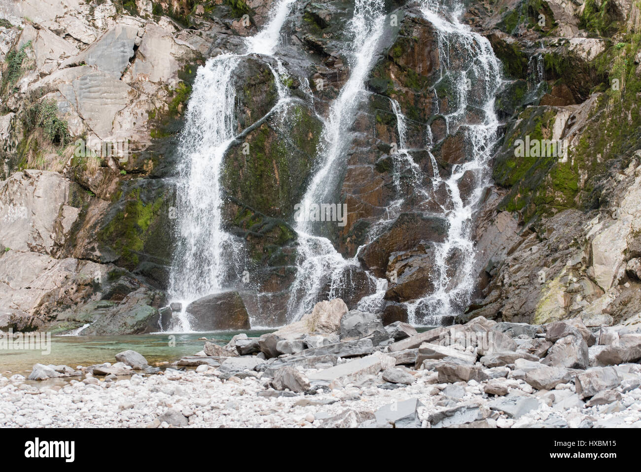 Emerald water and waterfalls Stock Photo - Alamy