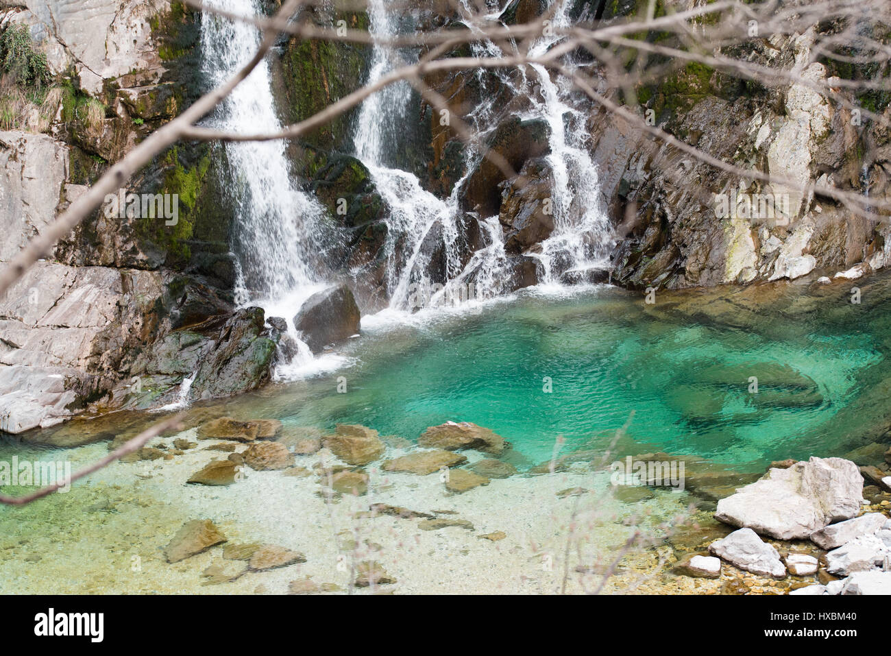 Emerald water and waterfalls Stock Photo - Alamy