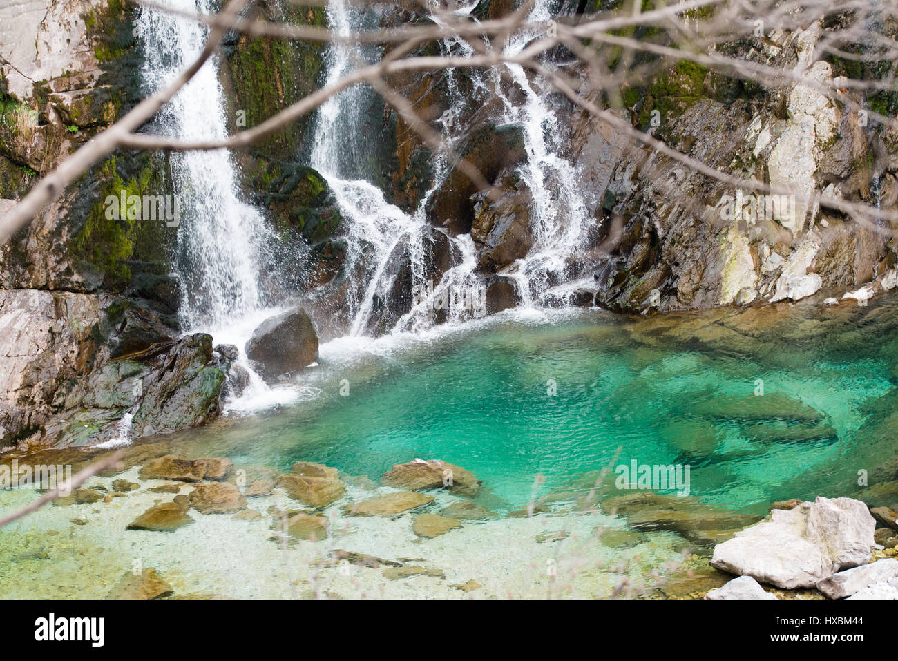 Emerald water and waterfalls Stock Photo - Alamy