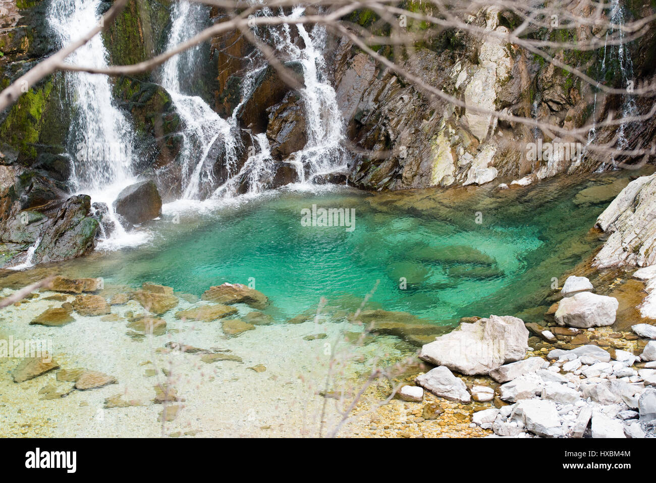 Emerald water and waterfalls Stock Photo - Alamy