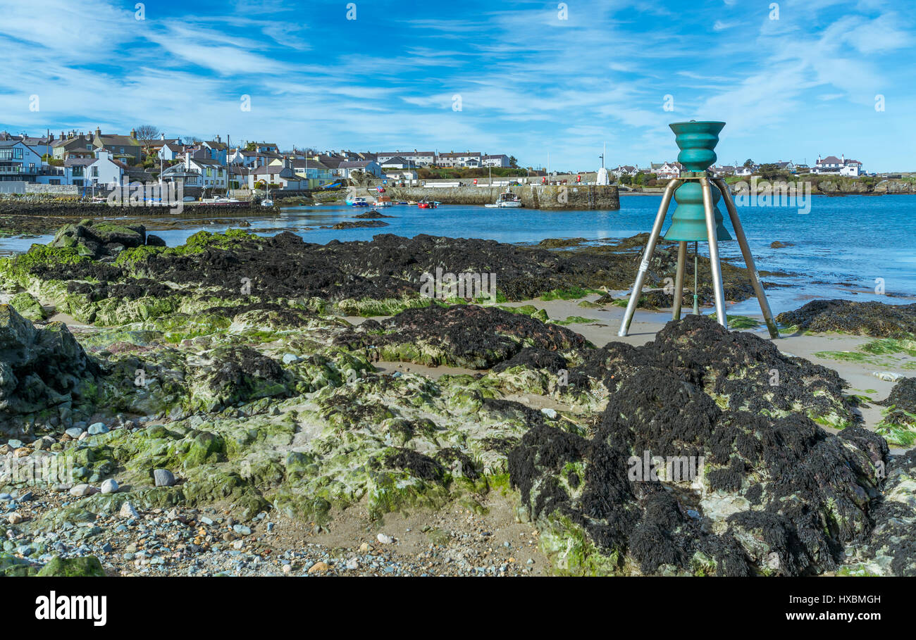 Time and tide bell at the Harbour, Cemaes Bay on Anglesey Stock Photo ...