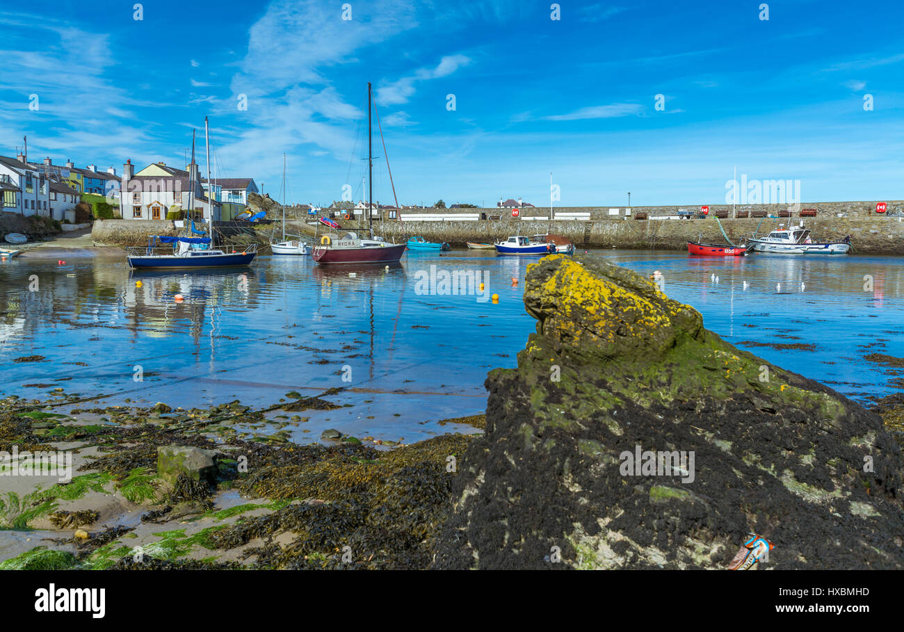 A view of the Harbour at Cemaes Bay on Anglesey Stock Photo - Alamy