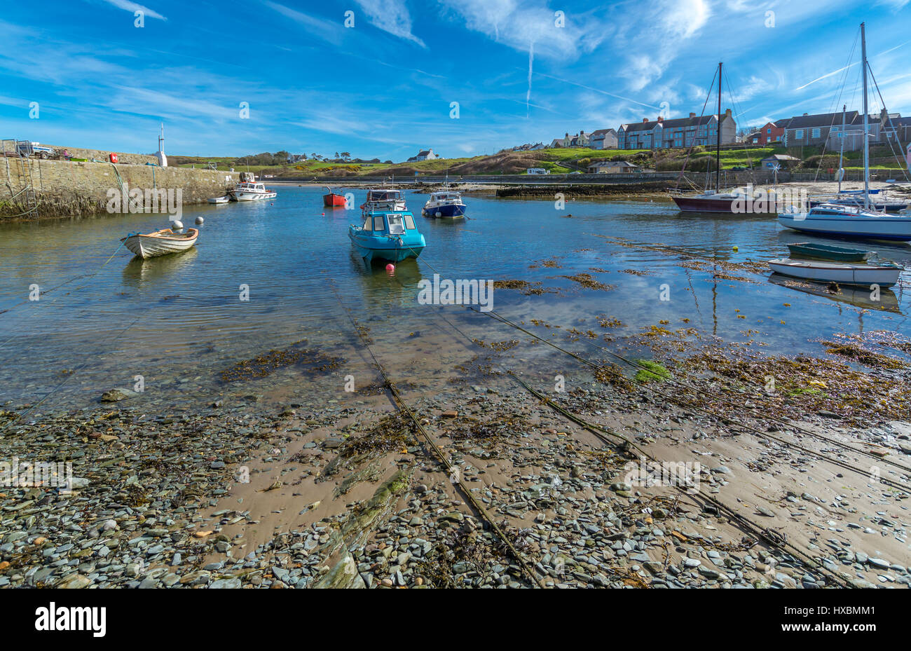 A view of the Harbour at Cemaes Bay on Anglesey Stock Photo - Alamy