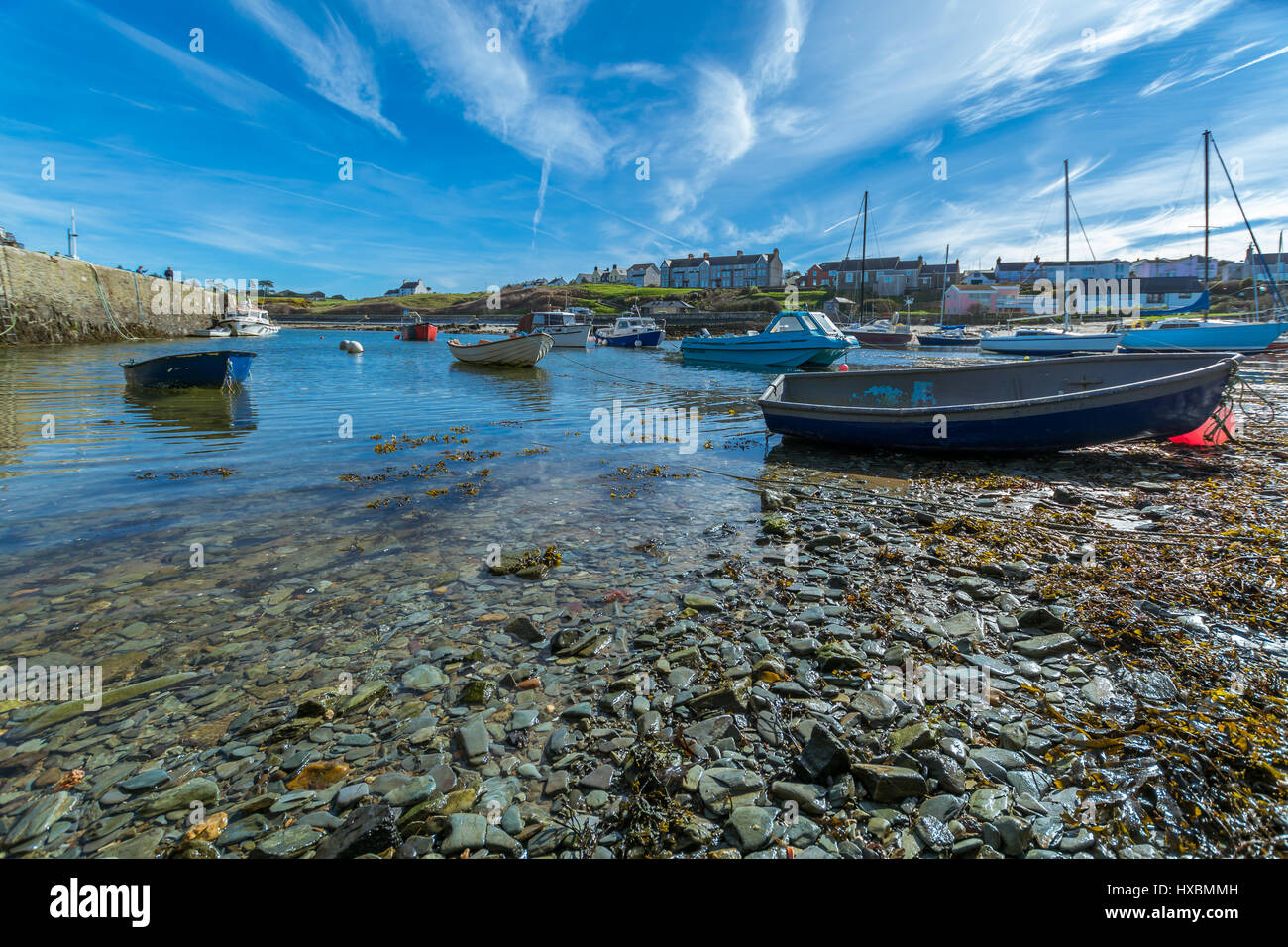 A view of the Harbour at Cemaes Bay on Anglesey Stock Photo - Alamy