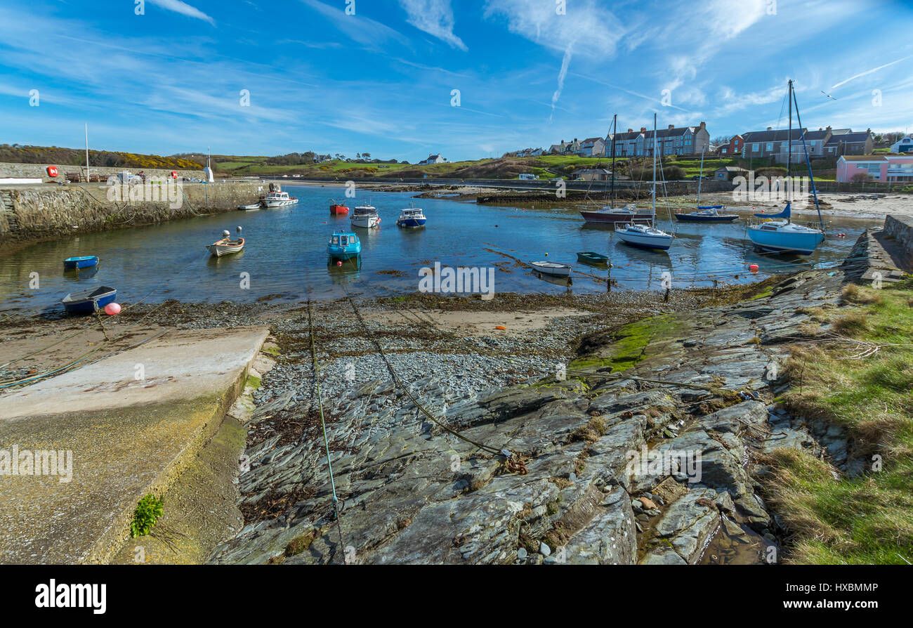 A view of the Harbour at Cemaes Bay on Anglesey Stock Photo - Alamy