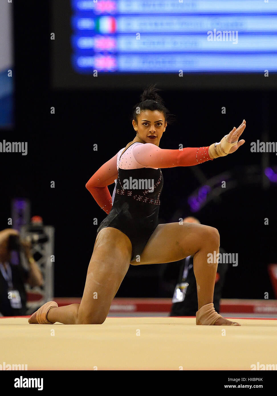 Liverpool ,England, Ellie Downie competes on the Floor Exercise at the ...