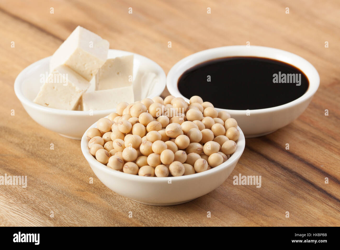 Variety of Soy Products: - tofu soya beans and soy sauce Stock Photo ...