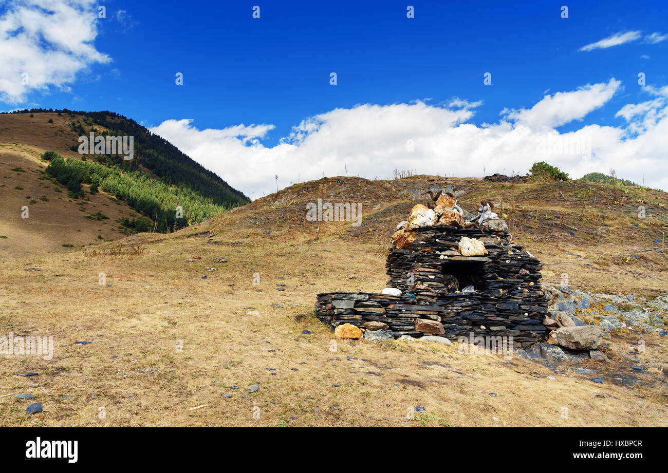 Pagan shrine in Shenako village on southern slope of the Greater ...