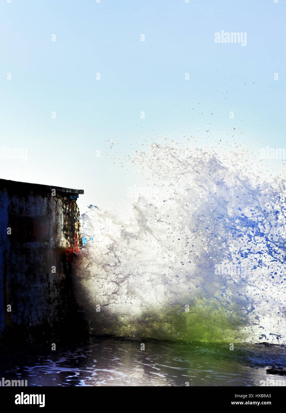Bright sea waves at morning summer pier for good mood Stock Photo - Alamy