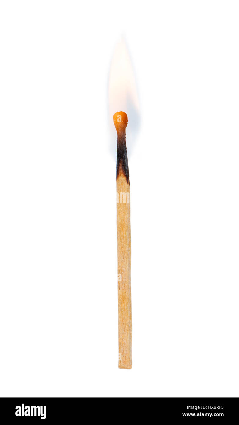 Burning match isolated on white background Stock Photo - Alamy