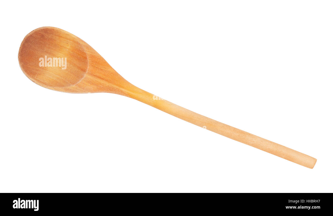 Used wooden spoon isolated Stock Photo - Alamy