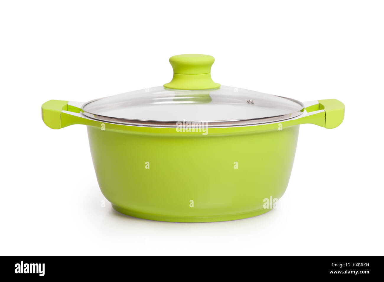 Green pot with lid isolated on white background Stock Photo - Alamy