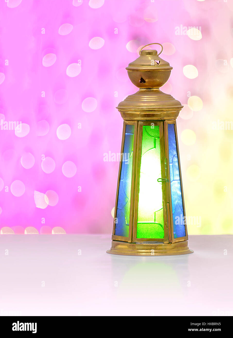 Traditional Ramadan Lantern Over Defocused Lights Background Stock ...